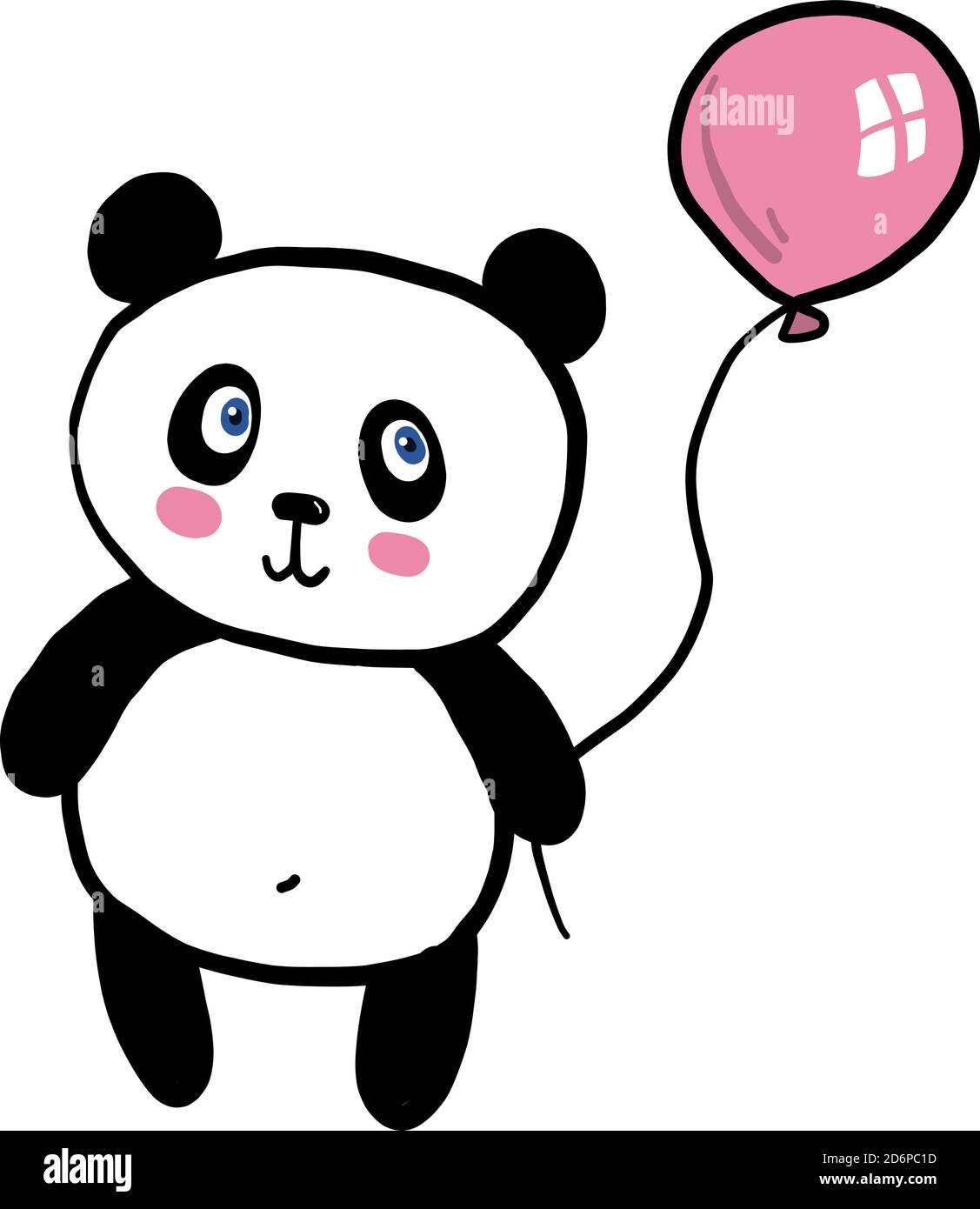 Panda with a pink balloon, illustration, vector on white background ...