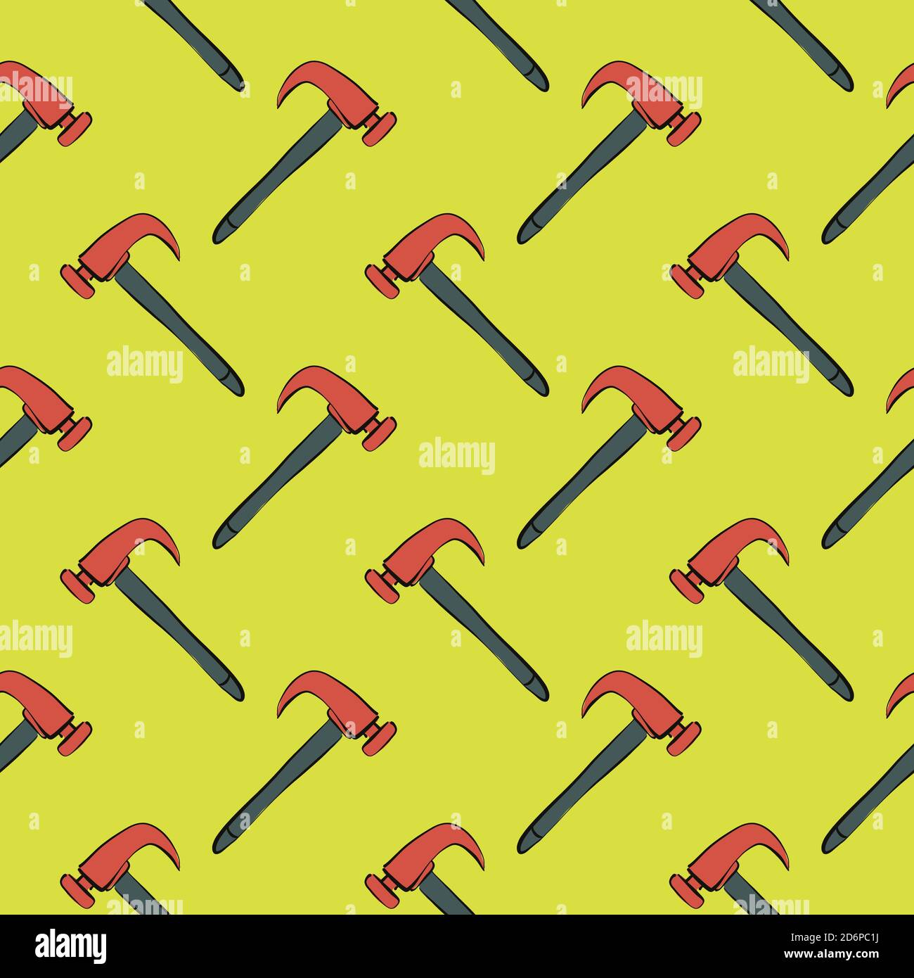 Red hammer,seamless pattern on dark yellow background Stock Vector ...