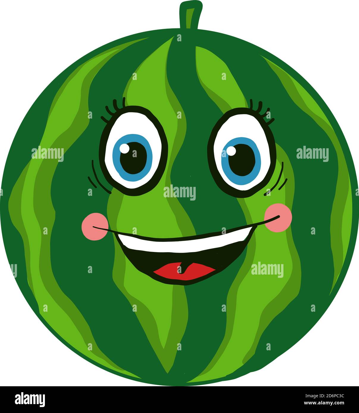 Happy round watermelon, illustration, vector on white background Stock ...