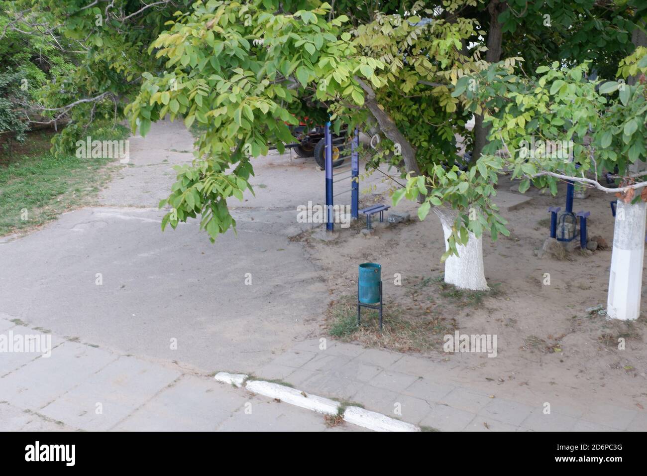 Walking way between trees Stock Photo - Alamy