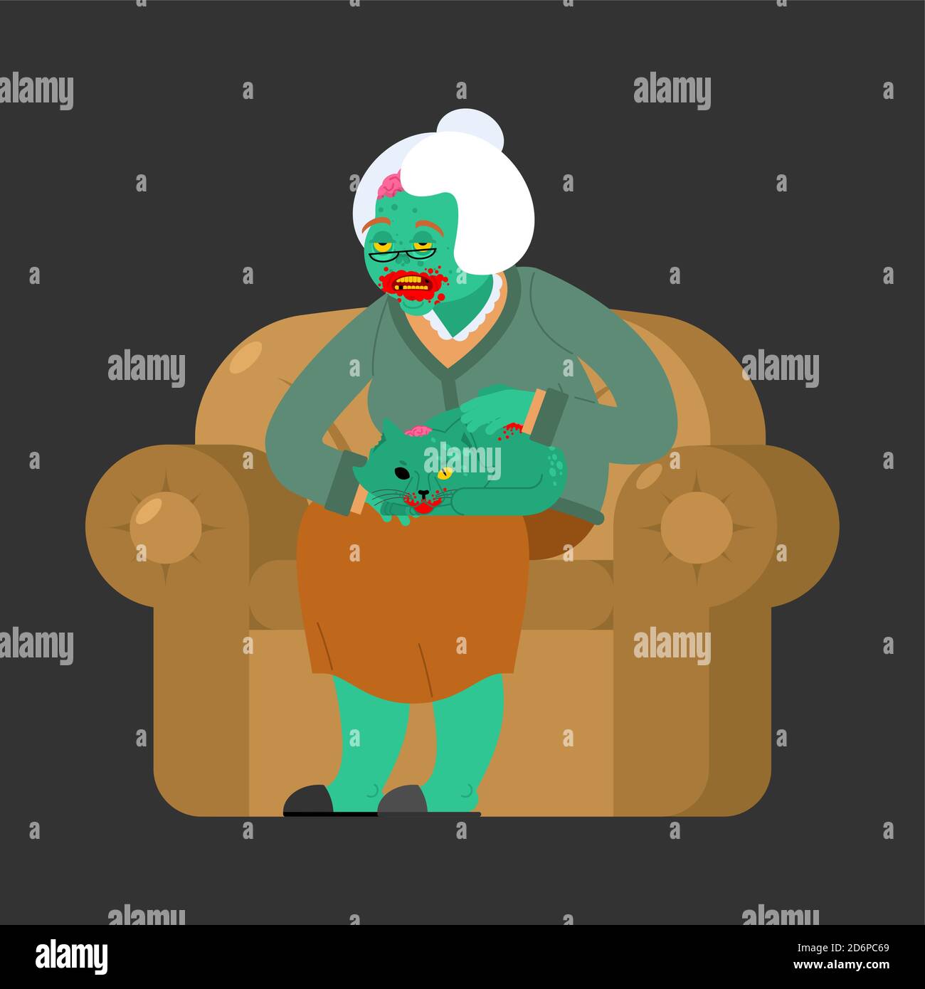 Zombie Granny Grandmother Zombi Grandma Revived Dead Green Monster