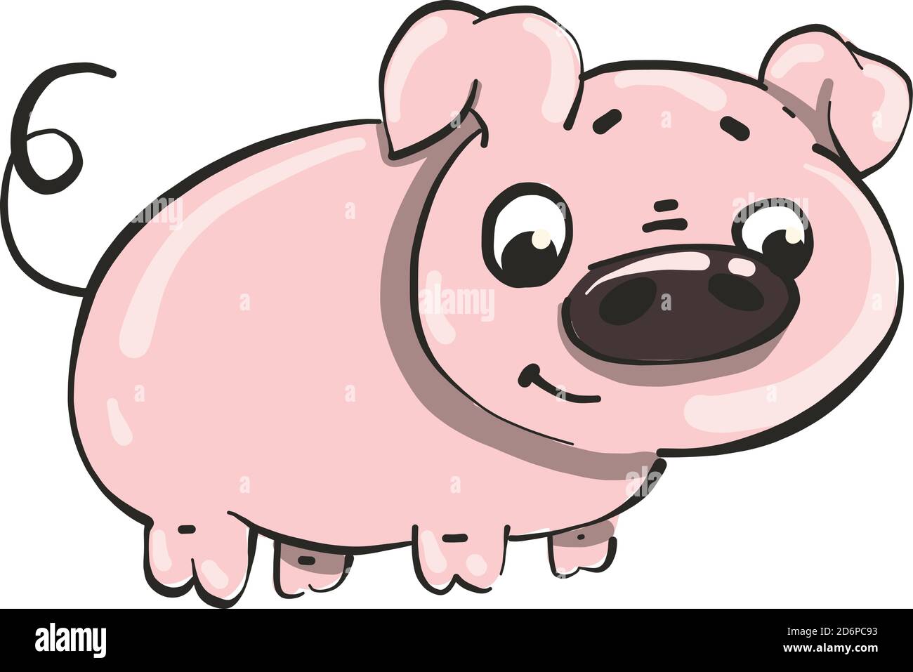 Little pink pig, illustration, vector on white background Stock Vector ...