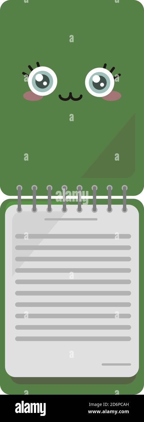 Green notebook, illustration, vector on white background Stock Vector ...