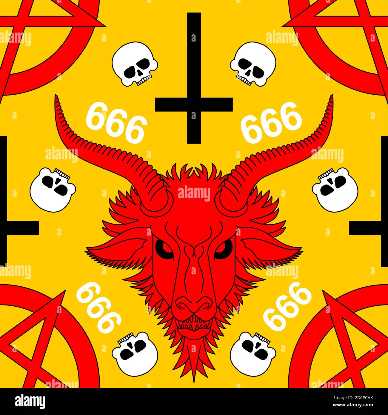 Baphomet Demon pattern seamless. Satanic background. Satan with goat ...