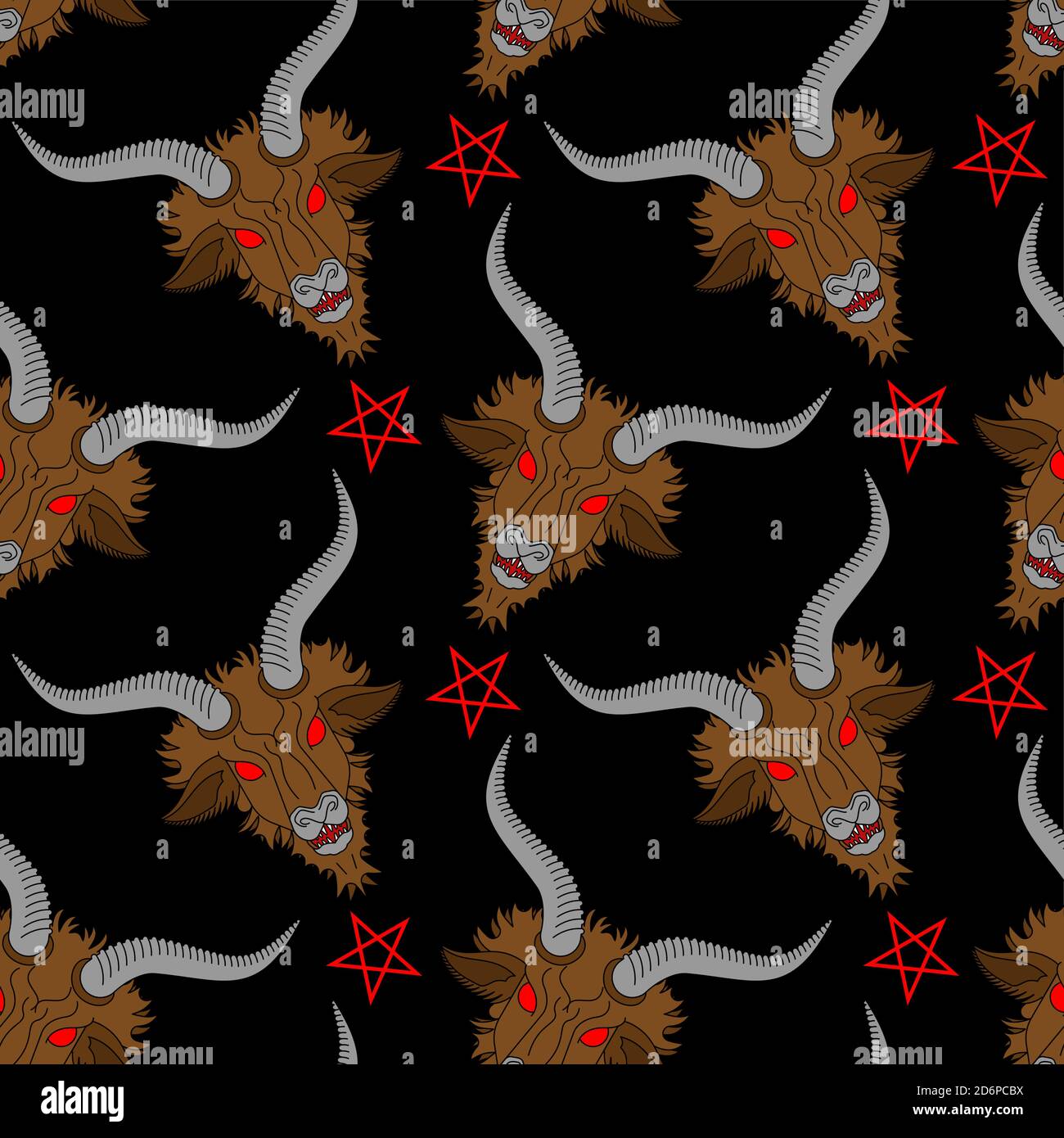 Baphomet Demon pattern seamless. Satanic background. Satan with goat ...