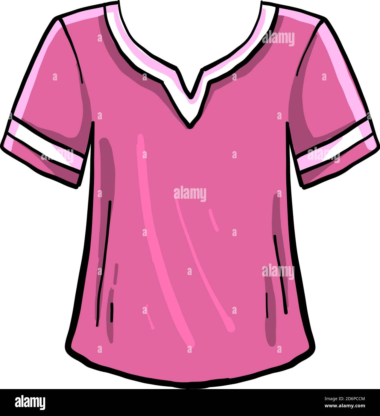 Pink tshirt, illustration, vector on white background Stock Vector ...