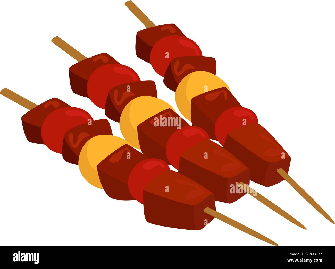 Barbeque on a stick, illustration, vector on white background Stock ...