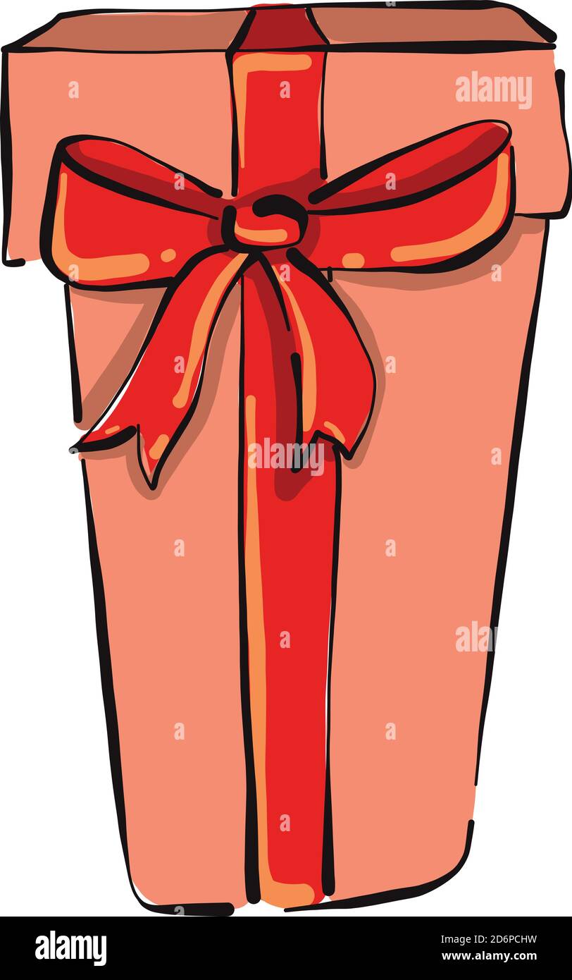 Red present, illustration, vector on white background Stock Vector ...