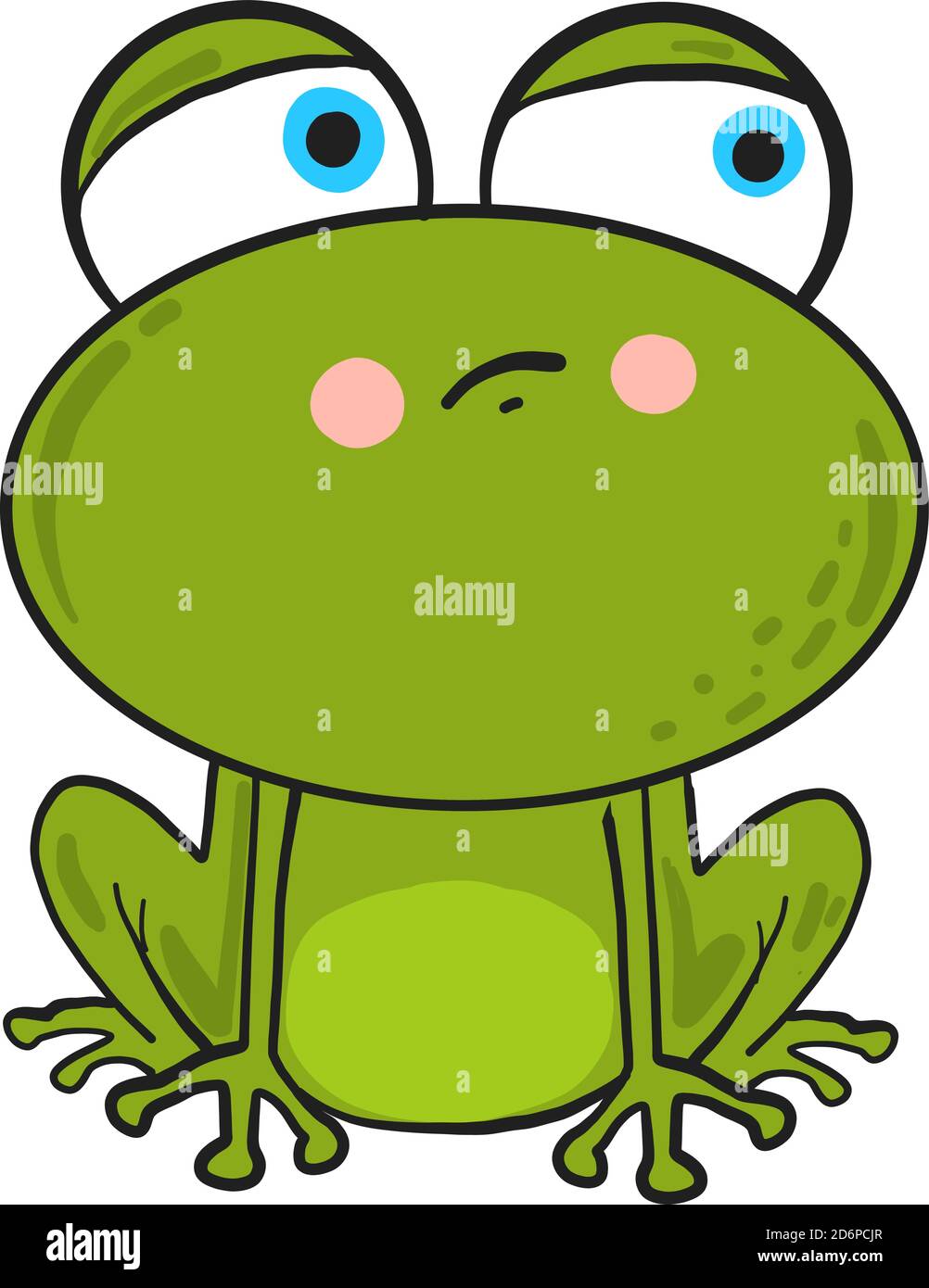 Bored green frog, illustration, vector on white background Stock Vector ...