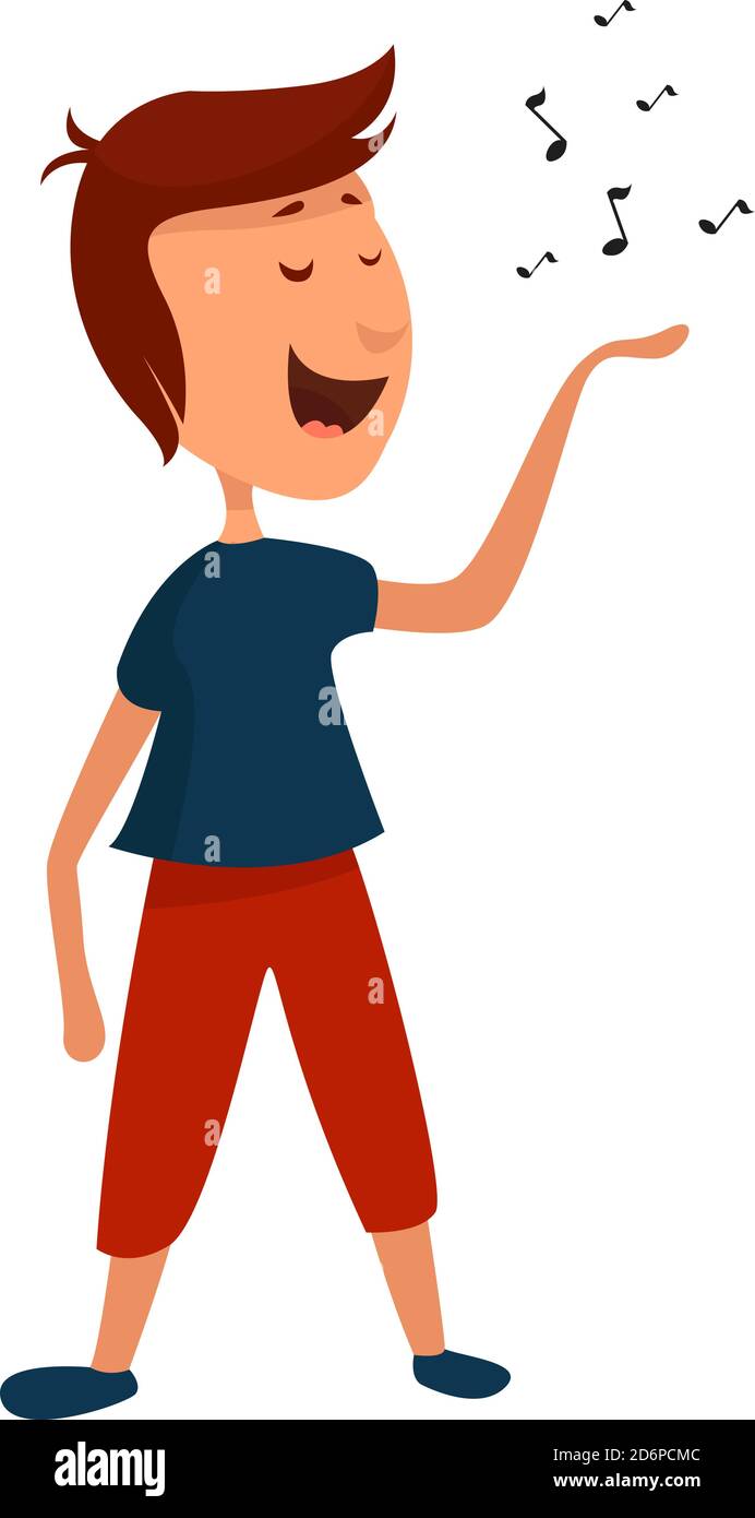 Boy serenading, illustration, vector on white background Stock Vector ...