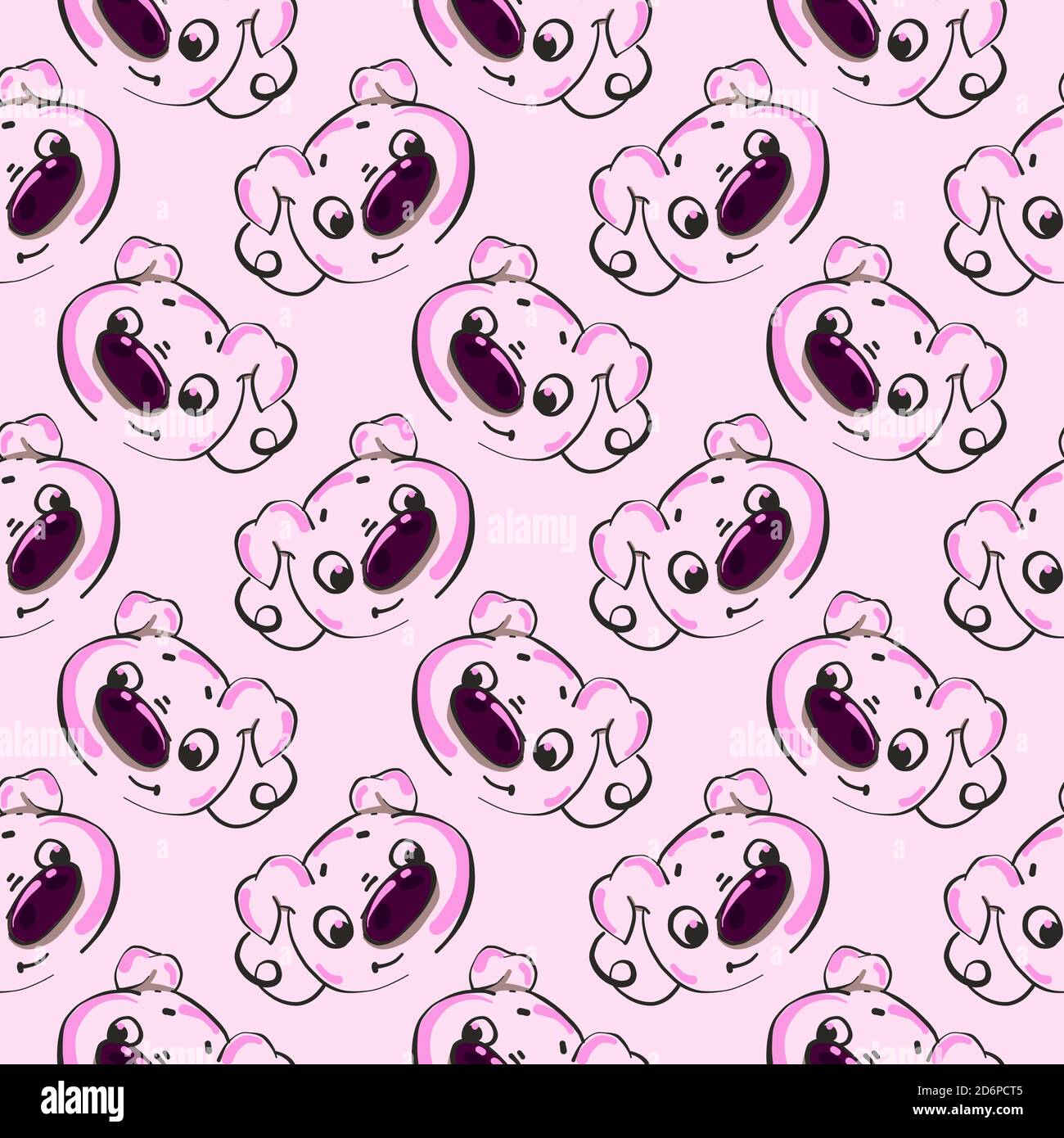 Pig head,seamless pattern on light pink background Stock Vector Image ...
