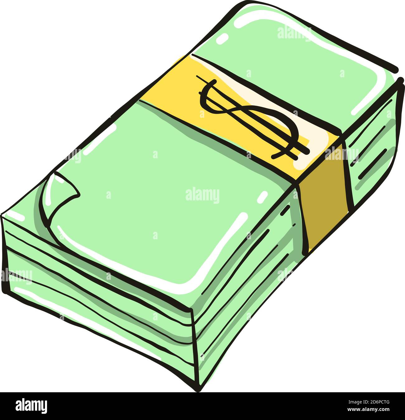 Green money bills, illustration, vector on white background Stock ...