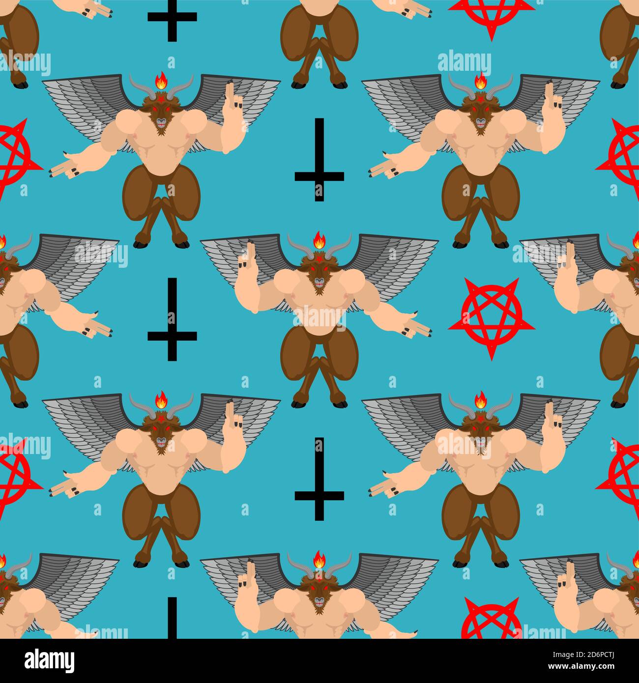Baphomet Demon pattern seamless. Satanic background. Satan with goat ...