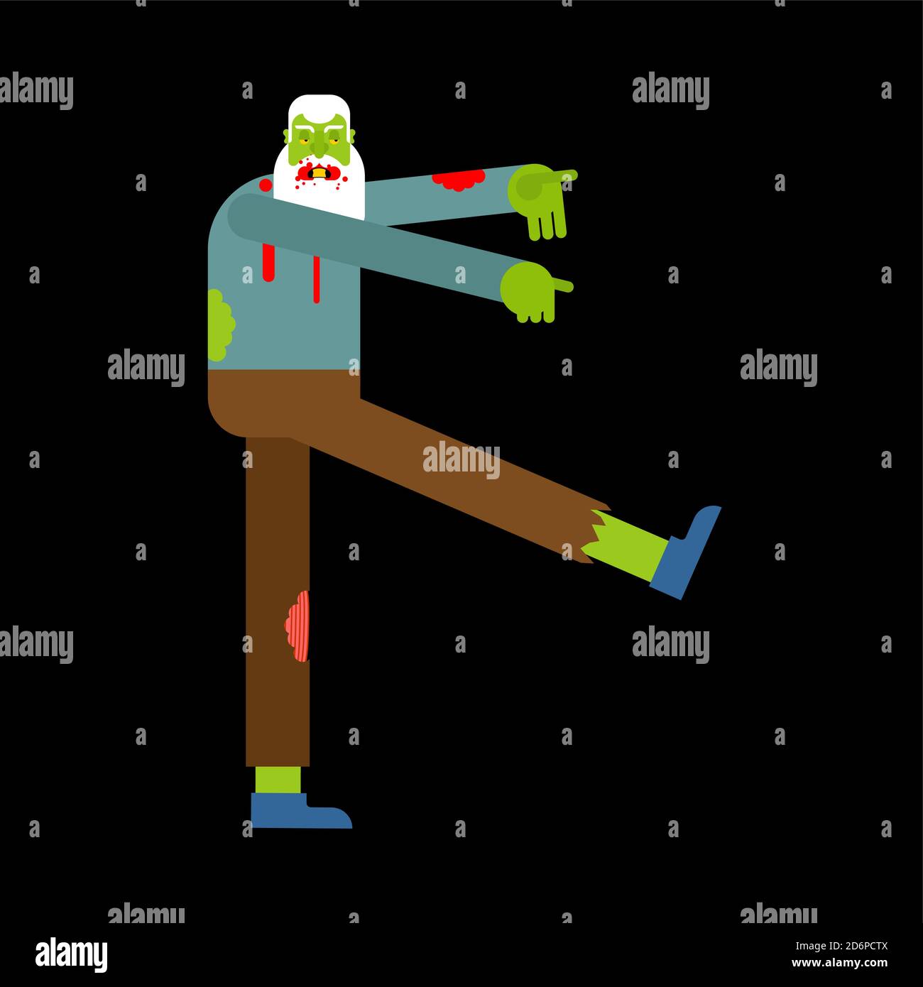 Zombie Grandfather. Granddad zombi. Grandpa revived dead. Green monster ...