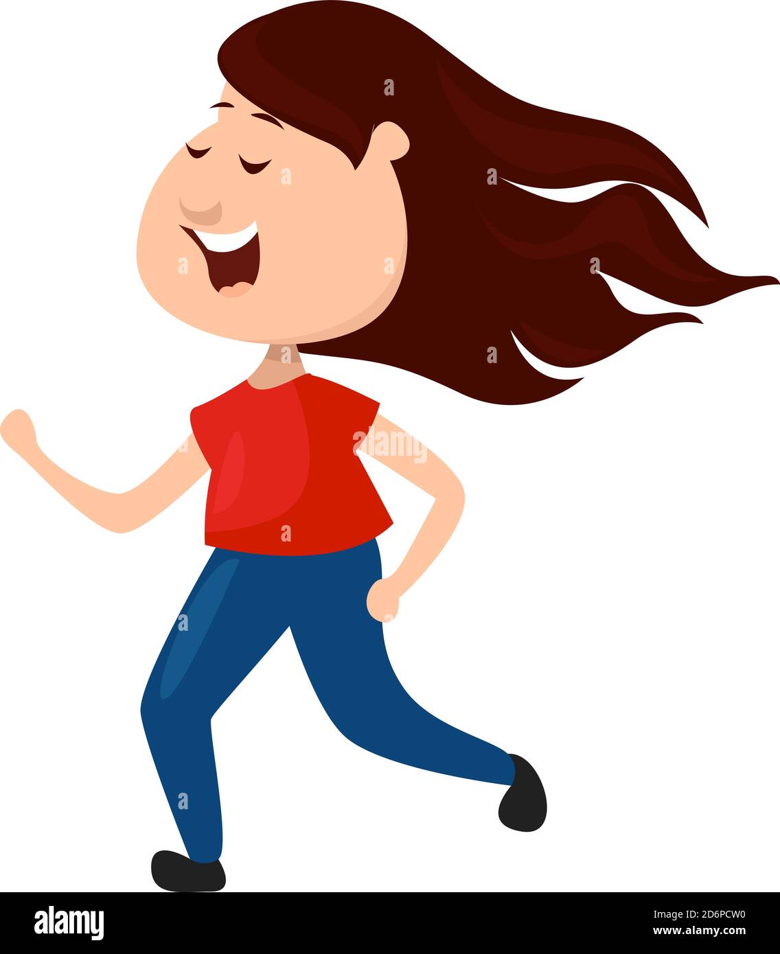 Girl running, illustration, vector on white background Stock Vector ...