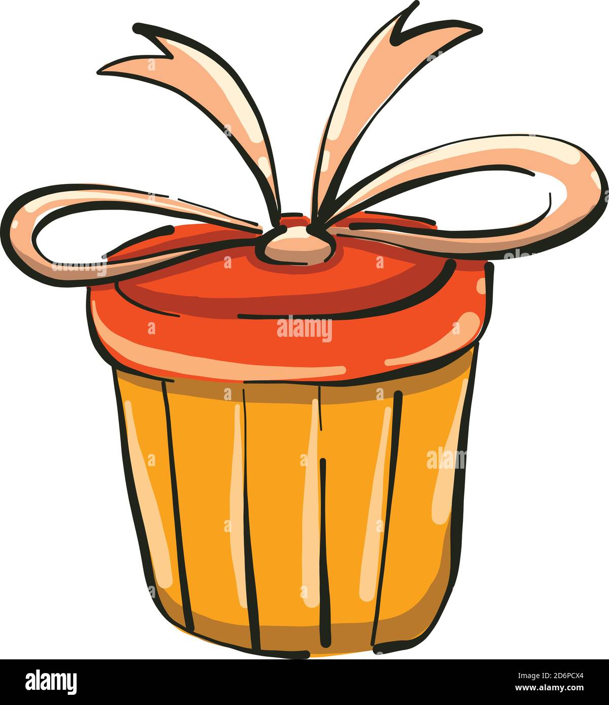 Round gift box, illustration, vector on white background Stock Vector ...