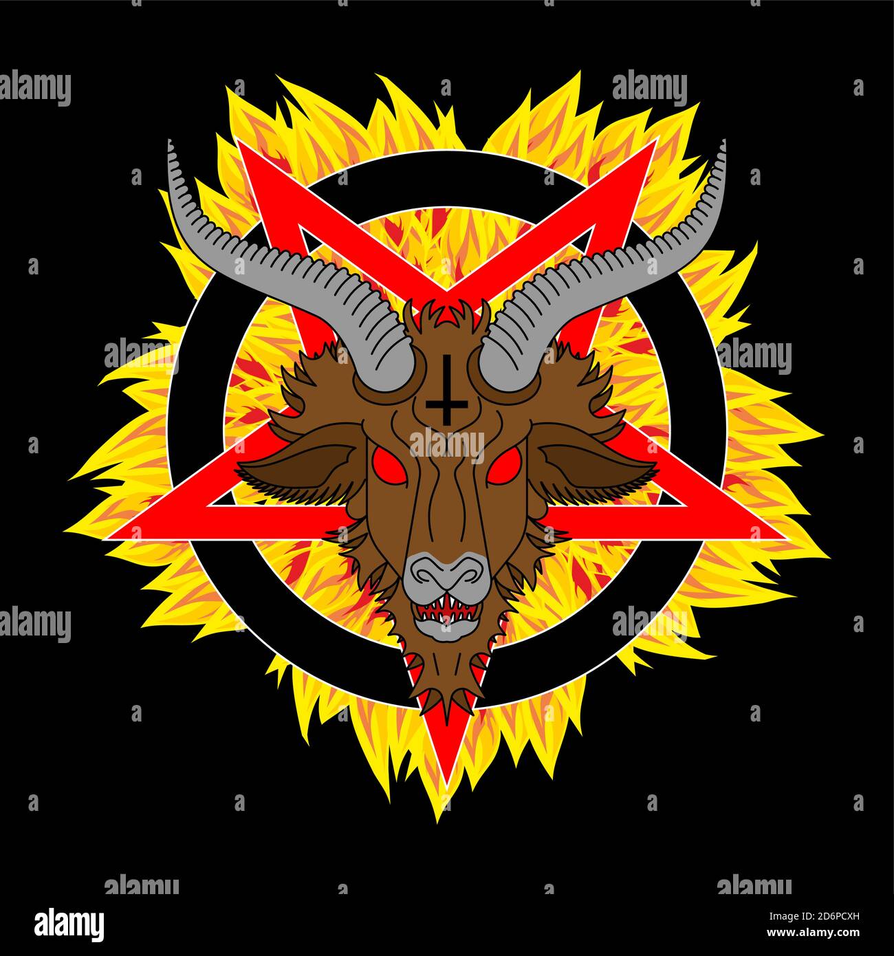 Satanic Goat Head 2 X 10cm Tall Satanic Goat Head Vinyl Stickers