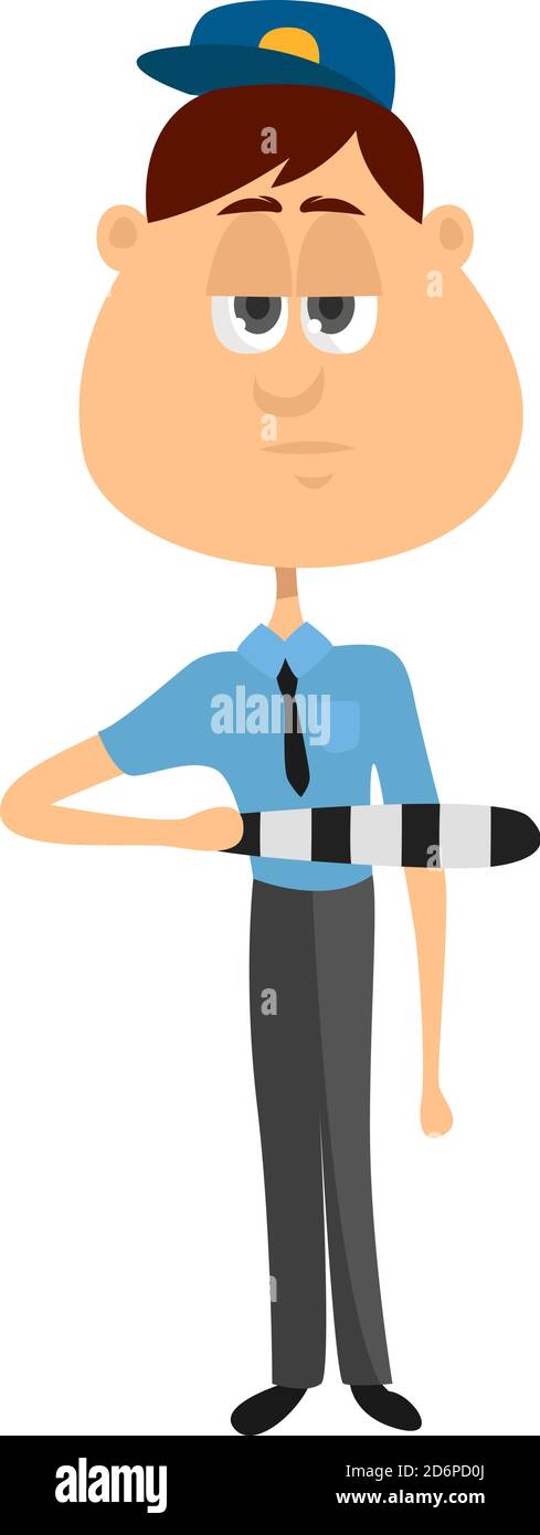 Serious cop, illustration, vector on white background Stock Vector ...