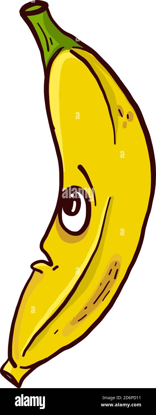 Scared yellow banana, illustration, vector on white background Stock ...