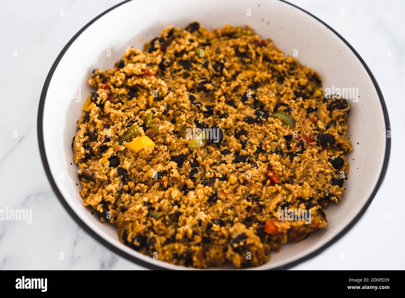 healthy plant-based food recipes concept, vegan cous cous with black ...