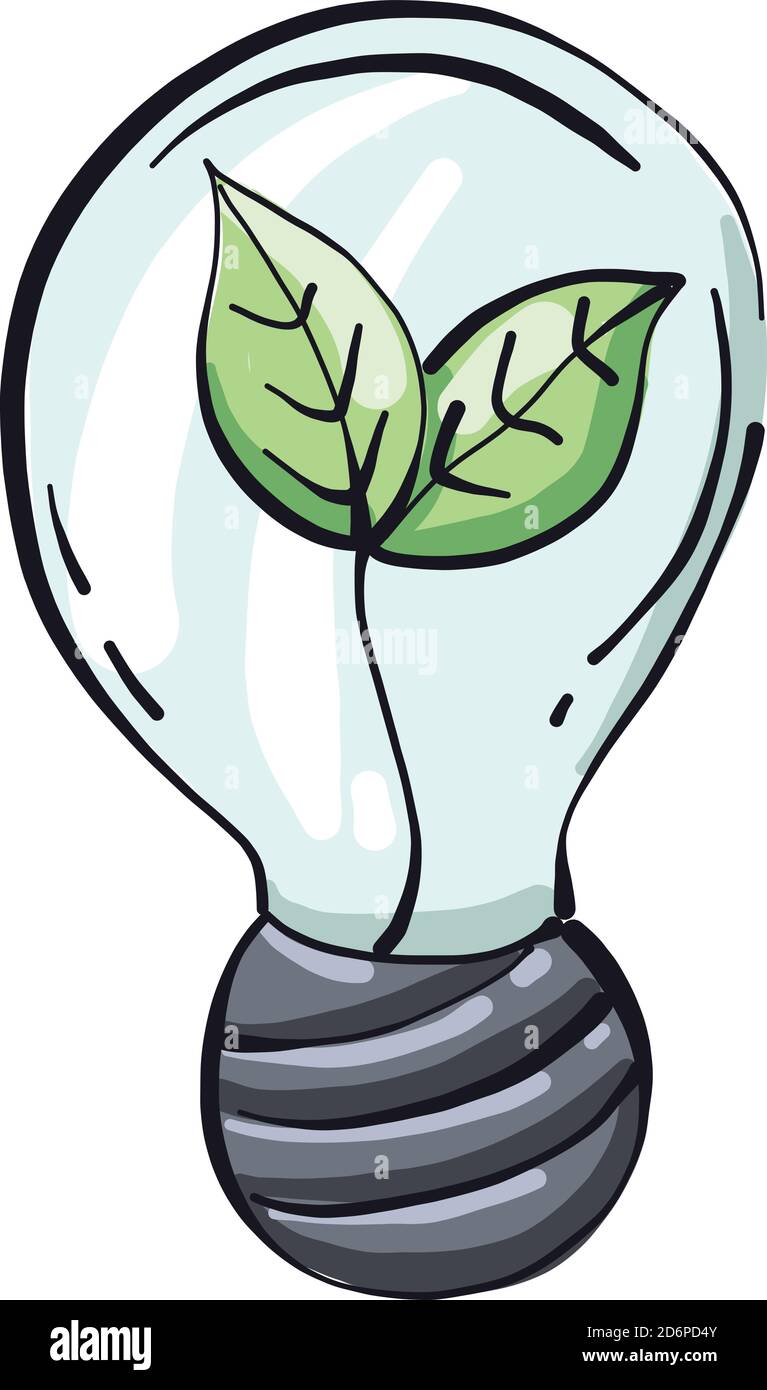 Plants in lightbulb, illustration, vector on white background Stock ...