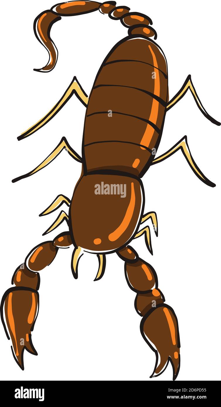 Scary scorpio, illustration, vector on white background Stock Vector ...