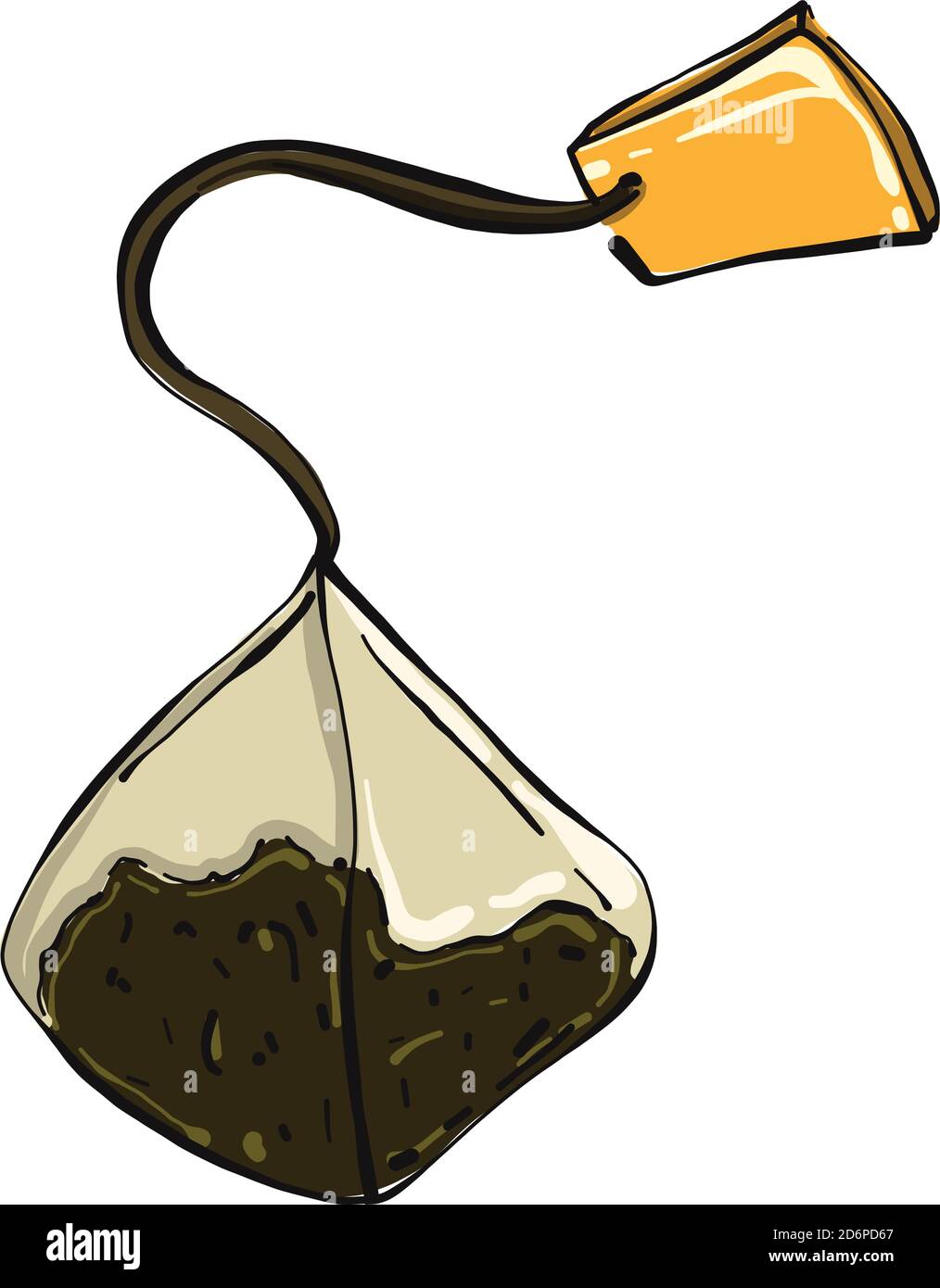 Black tea bag, illustration, vector on white background Stock Vector ...