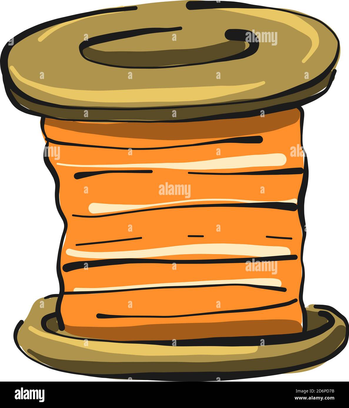 Orange thread, illustration, vector on white background Stock Vector ...