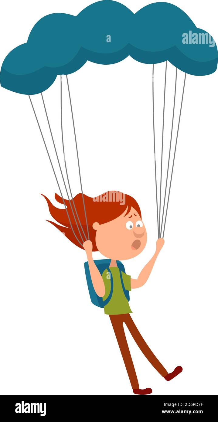 Girl skydiving, illustration, vector on white background Stock Vector ...