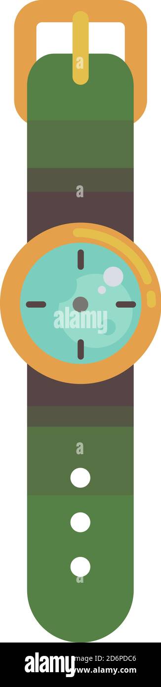 Green watch, illustration, vector on white background Stock Vector ...