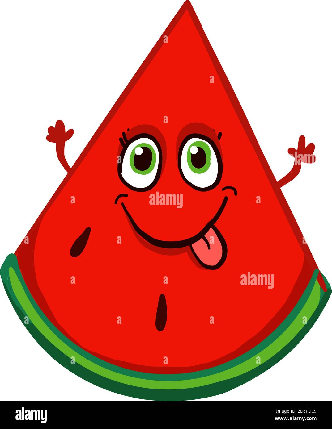 Watermelon in a funny mode, illustration, vector on white background ...