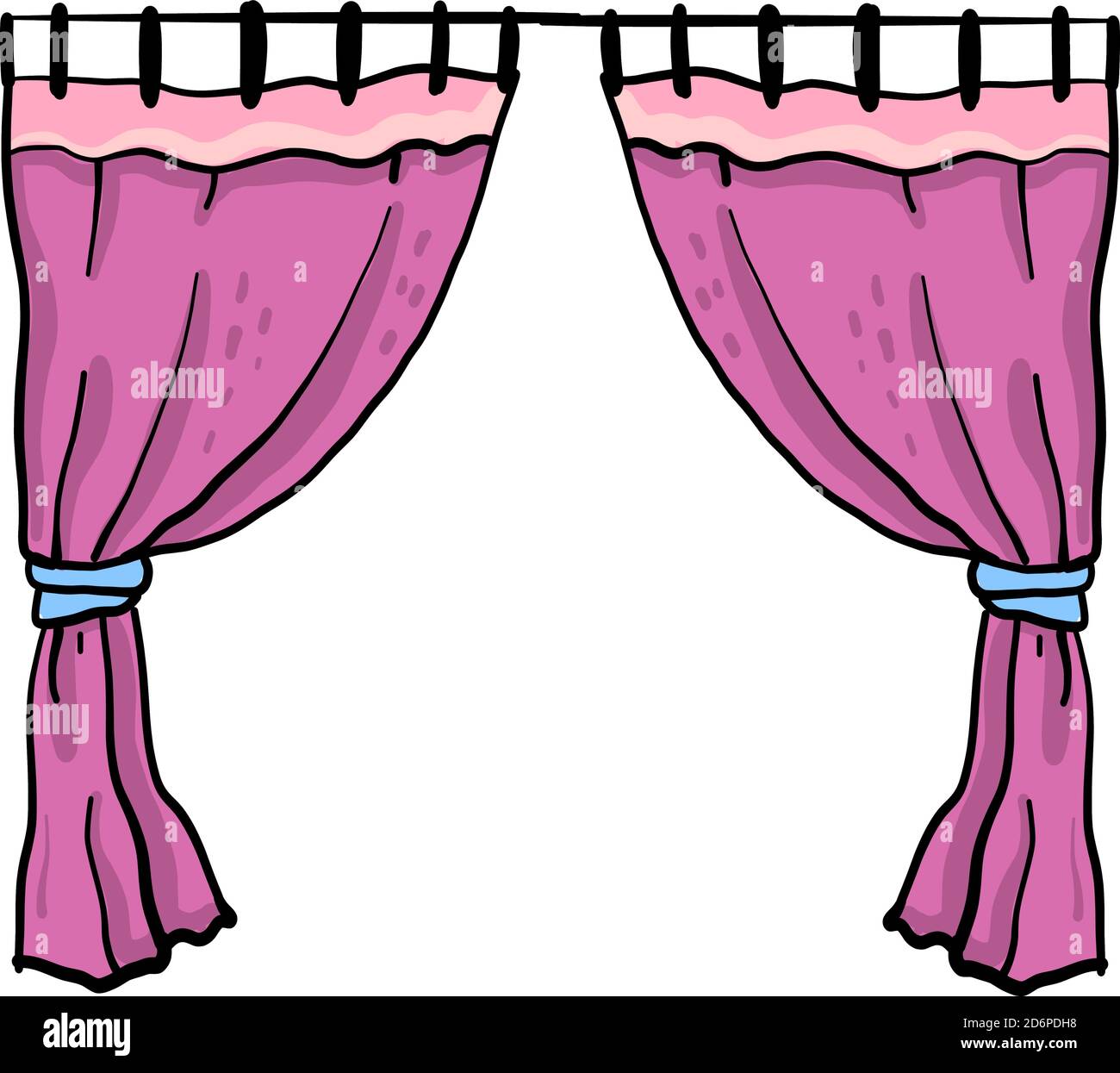 Pink curtain, illustration, vector on white background Stock Vector ...