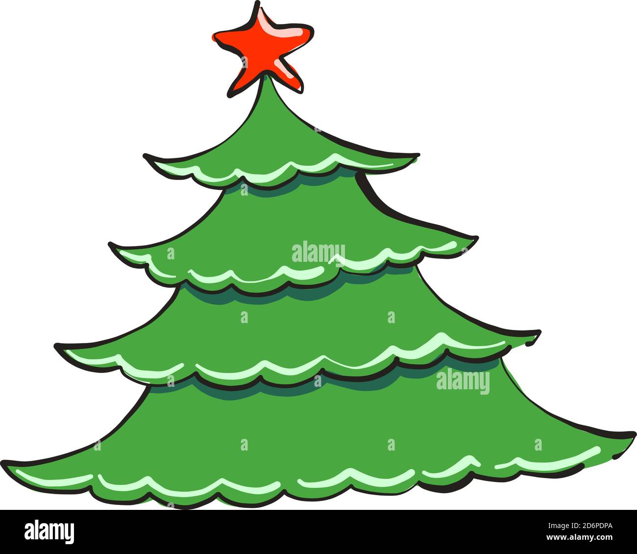 Christmas tree, illustration, vector on white background Stock Vector ...
