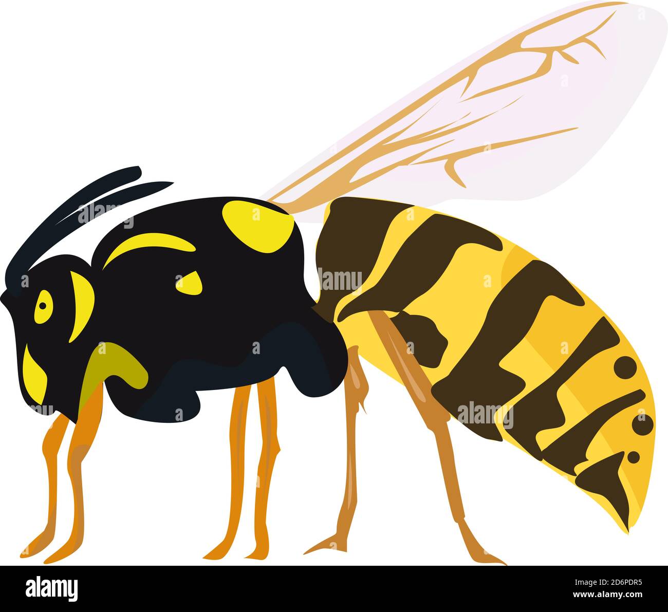 Scary bee, illustration, vector on white background Stock Vector Image ...