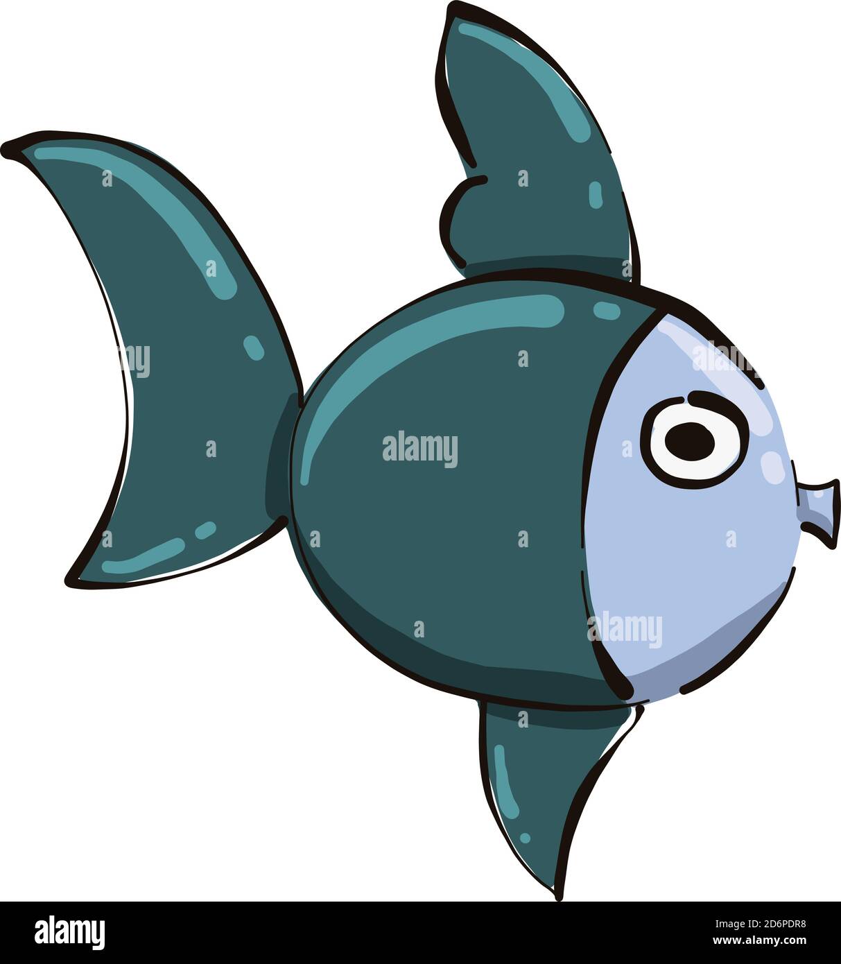 Blue unusual fish, illustration, vector on white background Stock ...