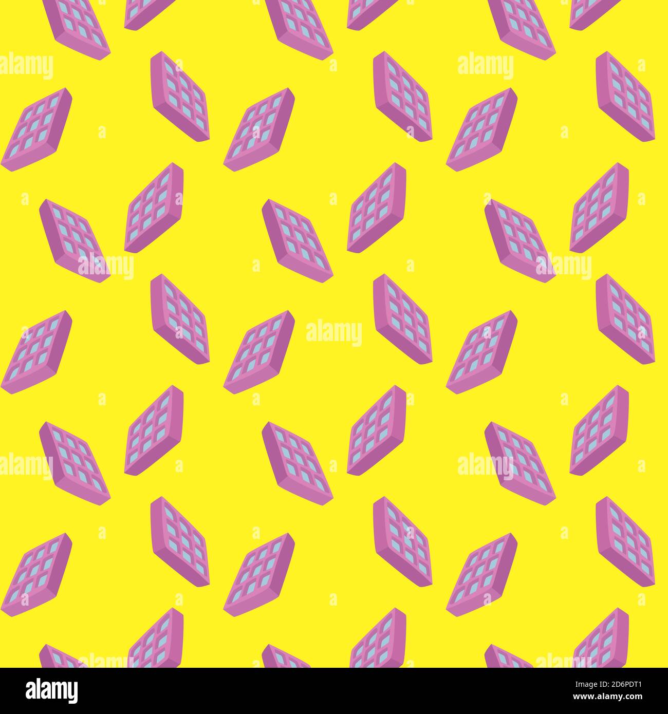 Violet waffles,seamless pattern on yellow background Stock Vector Image ...