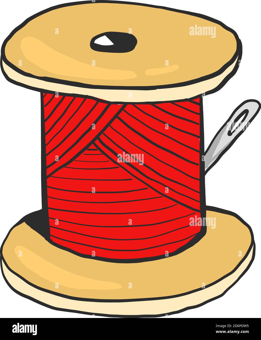 Old red thread, illustration, vector on white background Stock Vector ...