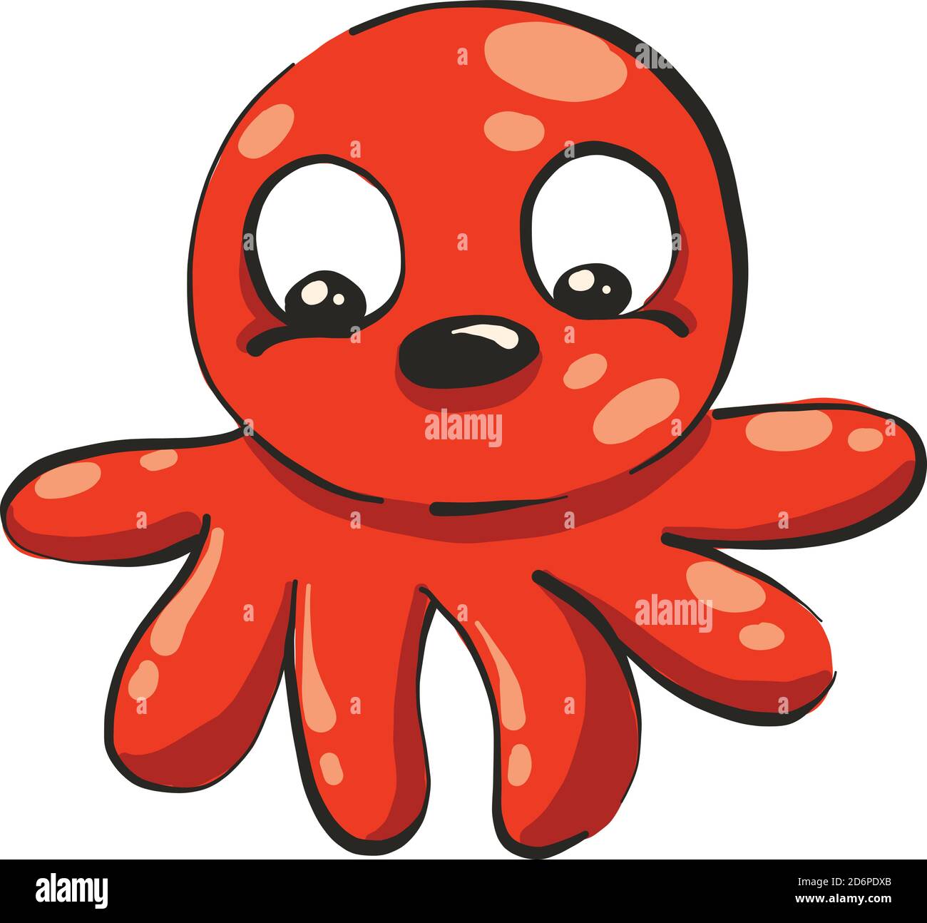 Red squid, illustration, vector on white background Stock Vector Image ...