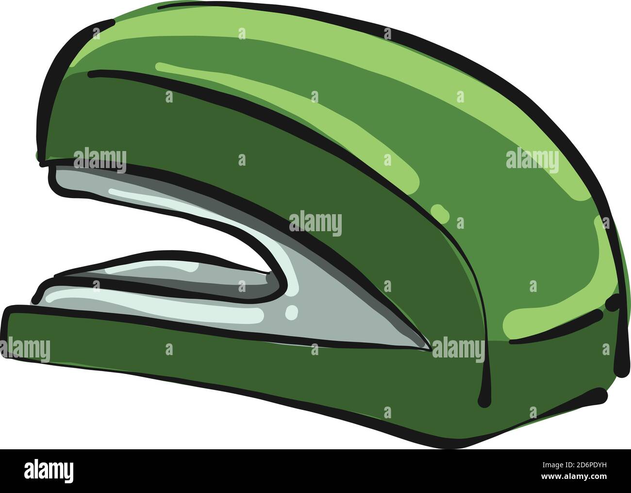 Green office stapler, illustration, vector on white background Stock ...