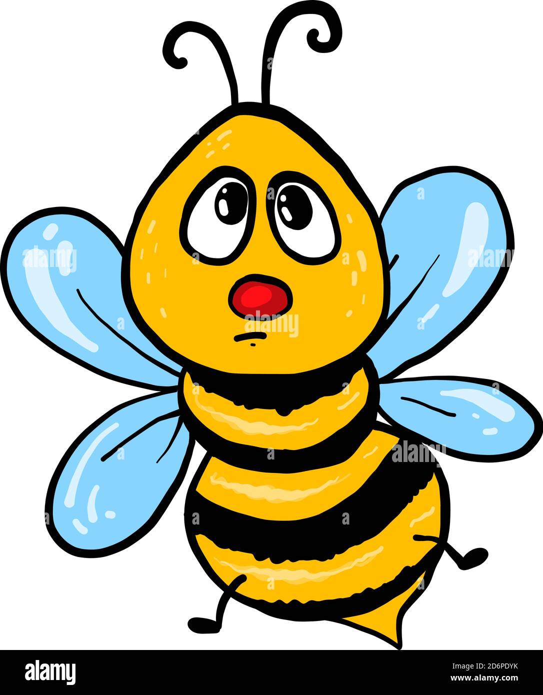Scared bee with big eyes, illustration, vector on white background ...