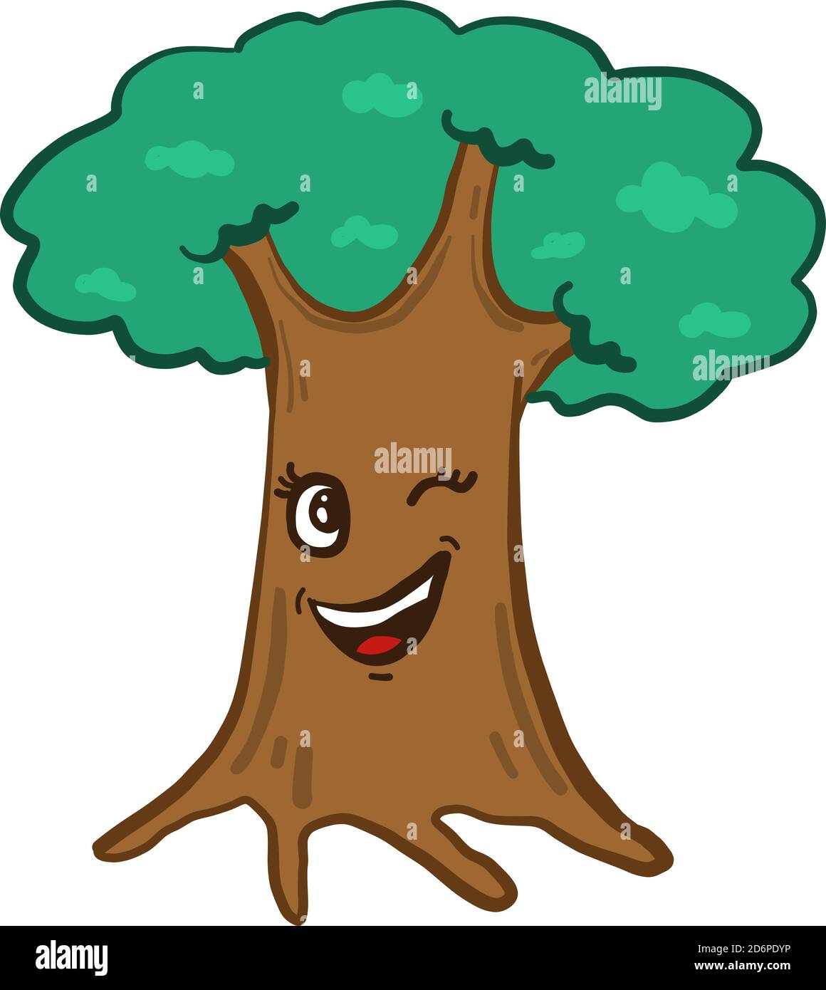 Winking tall tree, illustration, vector on white background Stock ...