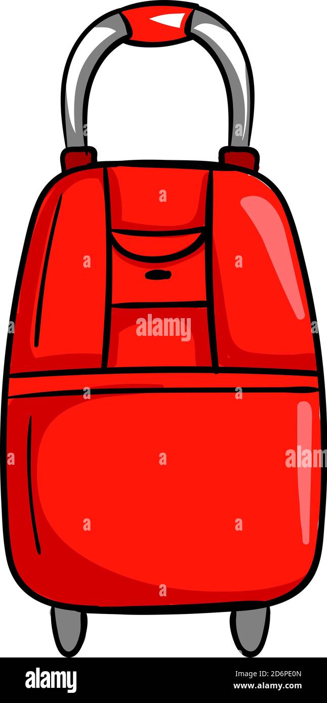 Red travel suitcase, illustration, vector on white background Stock ...