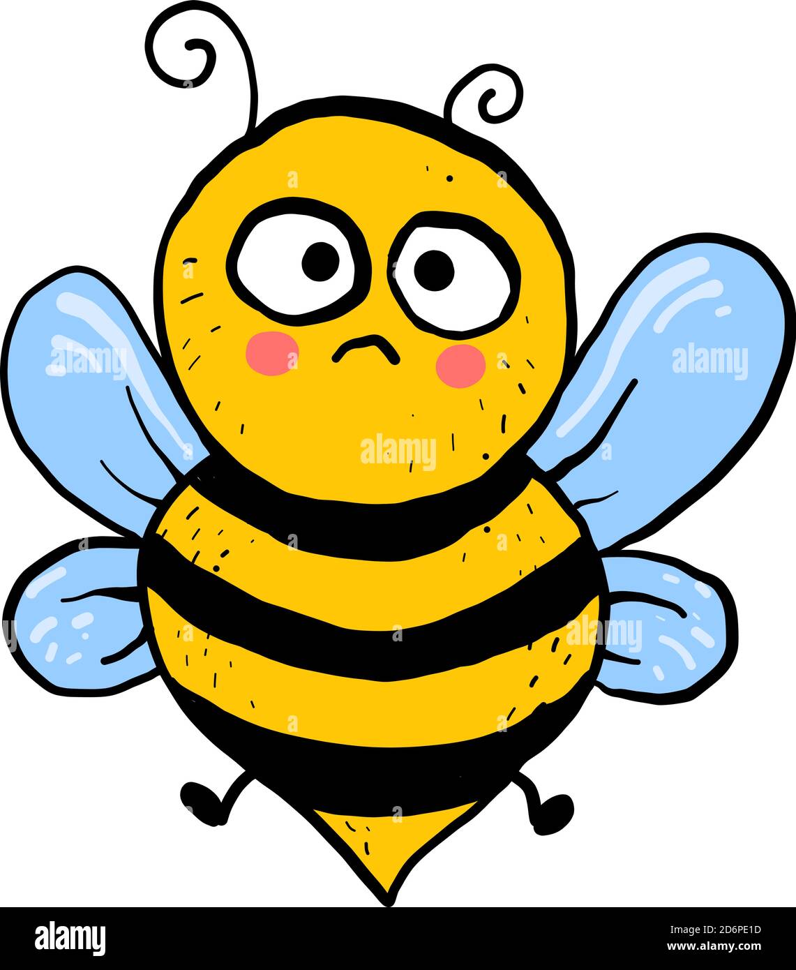 Flying sad bee, illustration, vector on white background Stock Vector ...