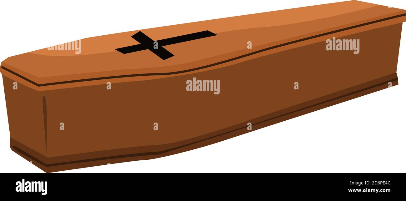Wooden coffin, illustration, vector on white background Stock Vector ...