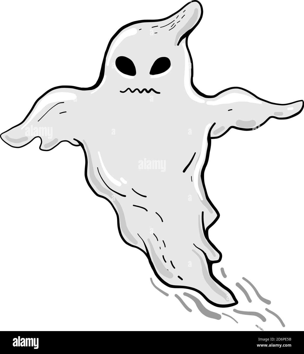 Flying white ghost, illustration, vector on white background Stock ...