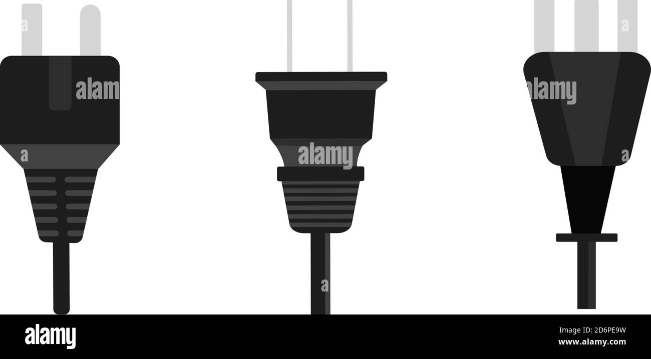Various electric plugs, illustration, vector on white background Stock ...