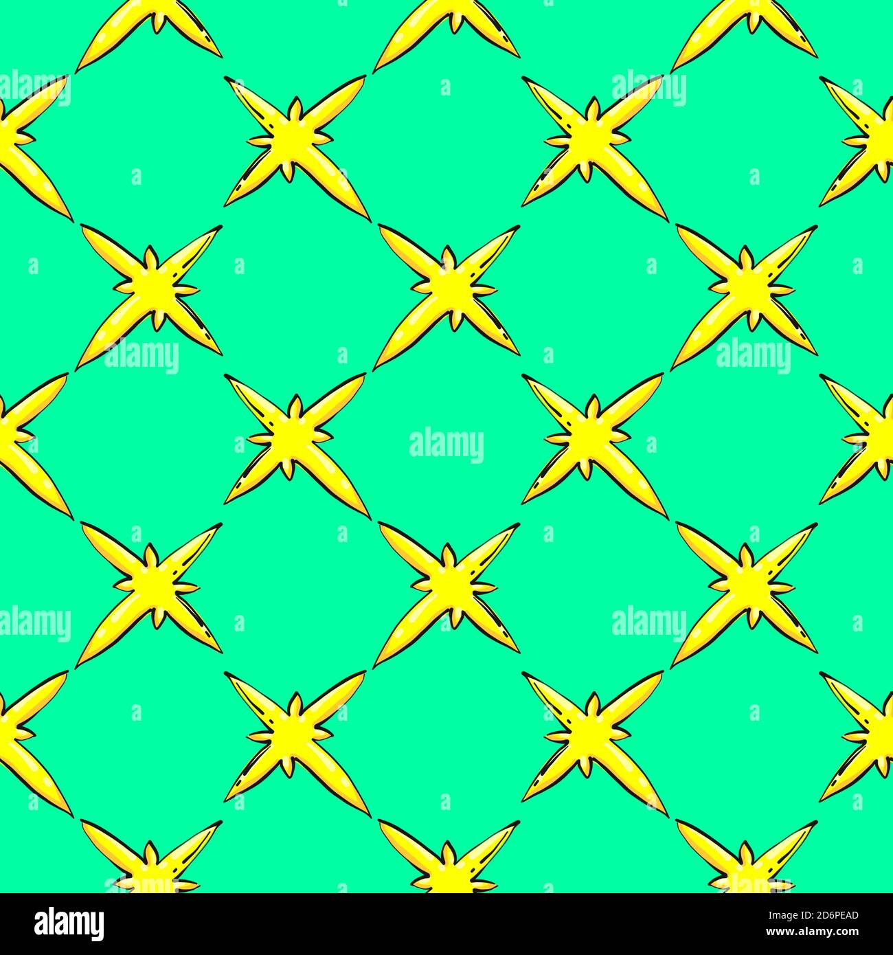 Yellow shiny stars,seamless pattern on mint green background Stock ...