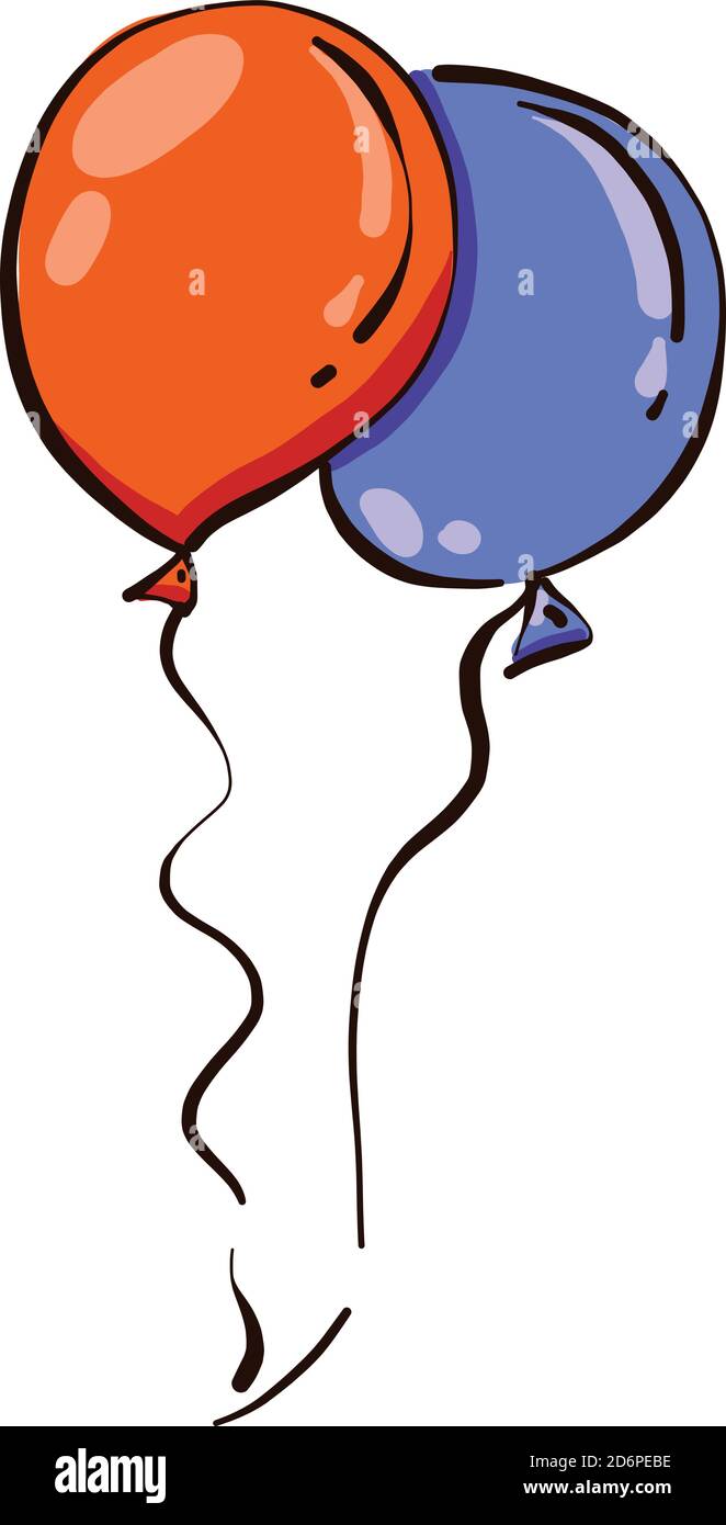 Two balloons, illustration, vector on white background Stock Vector ...