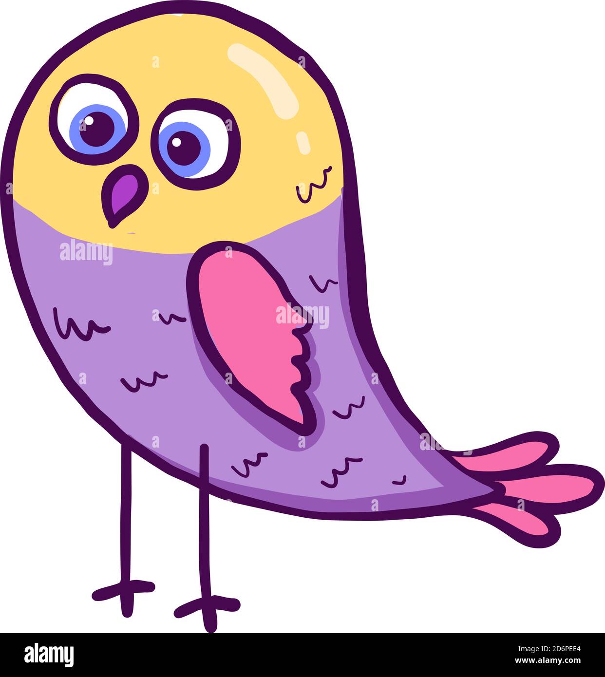 Violet petite bird, illustration, vector on white background Stock ...