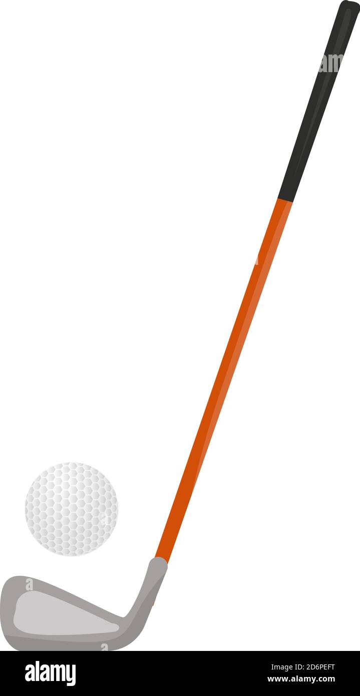 Golf stick an a ball, illustration, vector on white background Stock ...